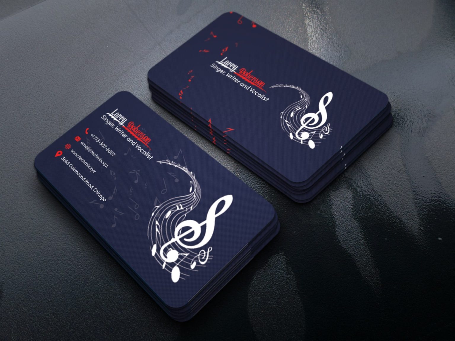 Elegant Singer, Writer, Vocalist Business Card Design | TechMix