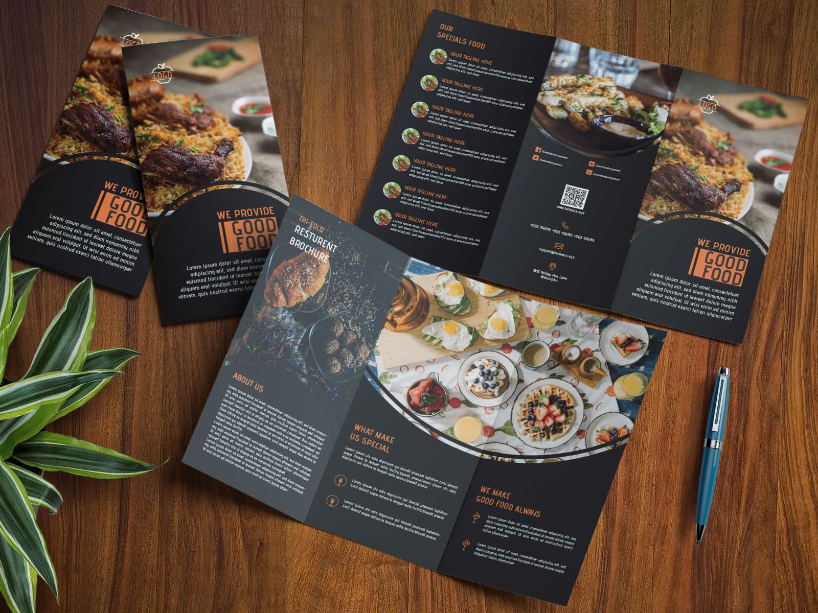 Elegant Black Restaurant Tri Fold Brochure Template TechMix Elegant Black Restaurant Tri Fold Brochure Template TechMix
